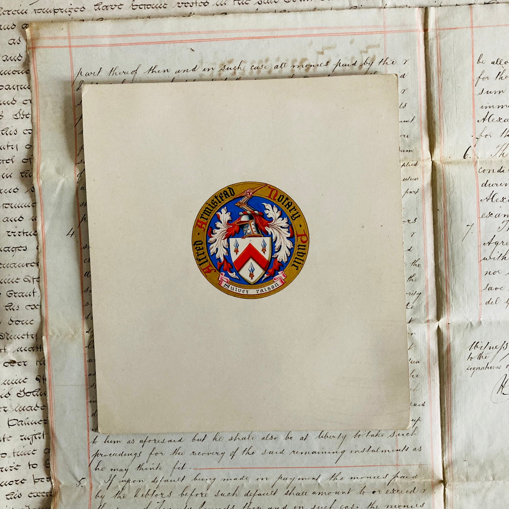 Antique Hand Painted Original Heraldic Family Coat Of Arms of Card ...