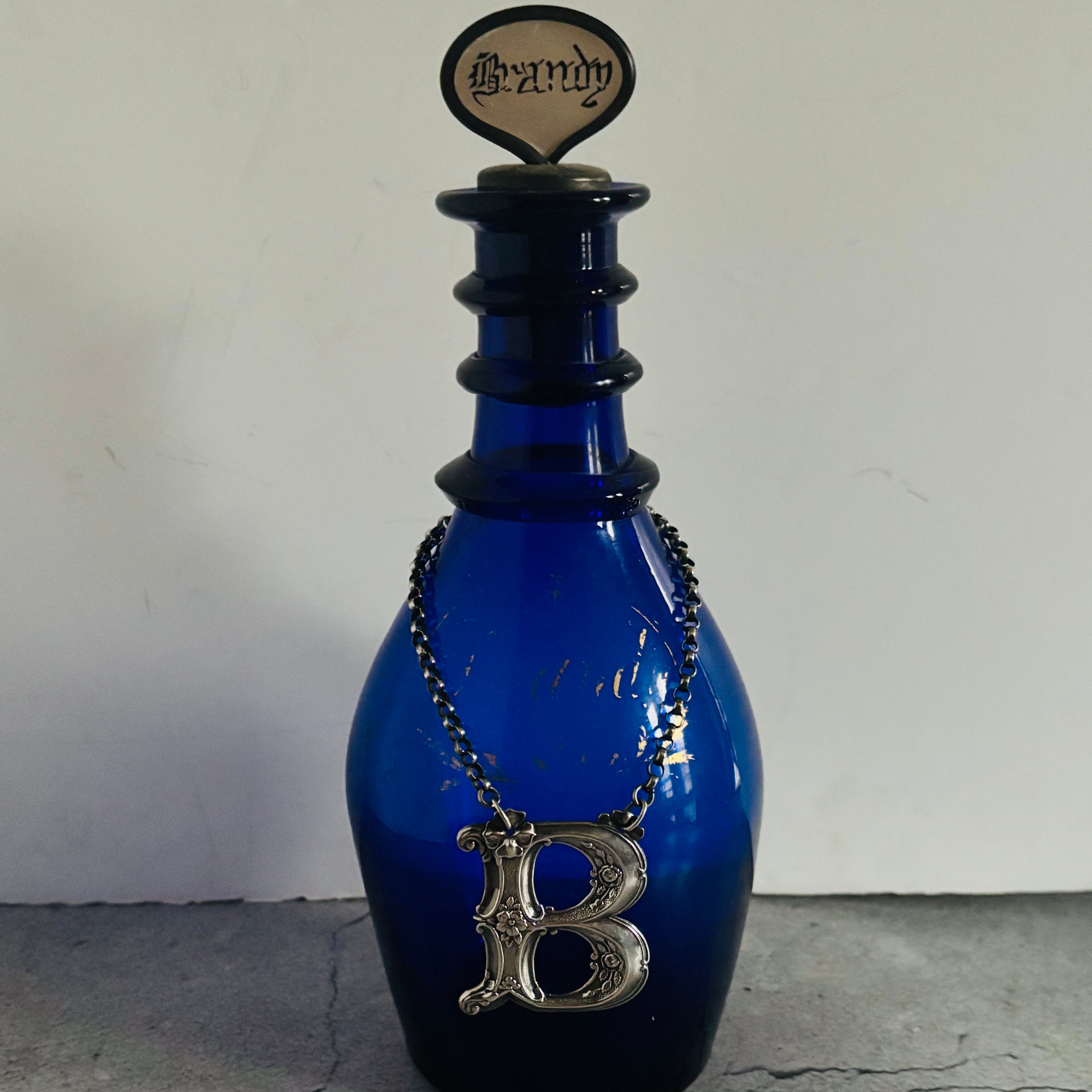 Antique Silver Decanter Brandy Bottle Label Letter Tag B – The Urban ...