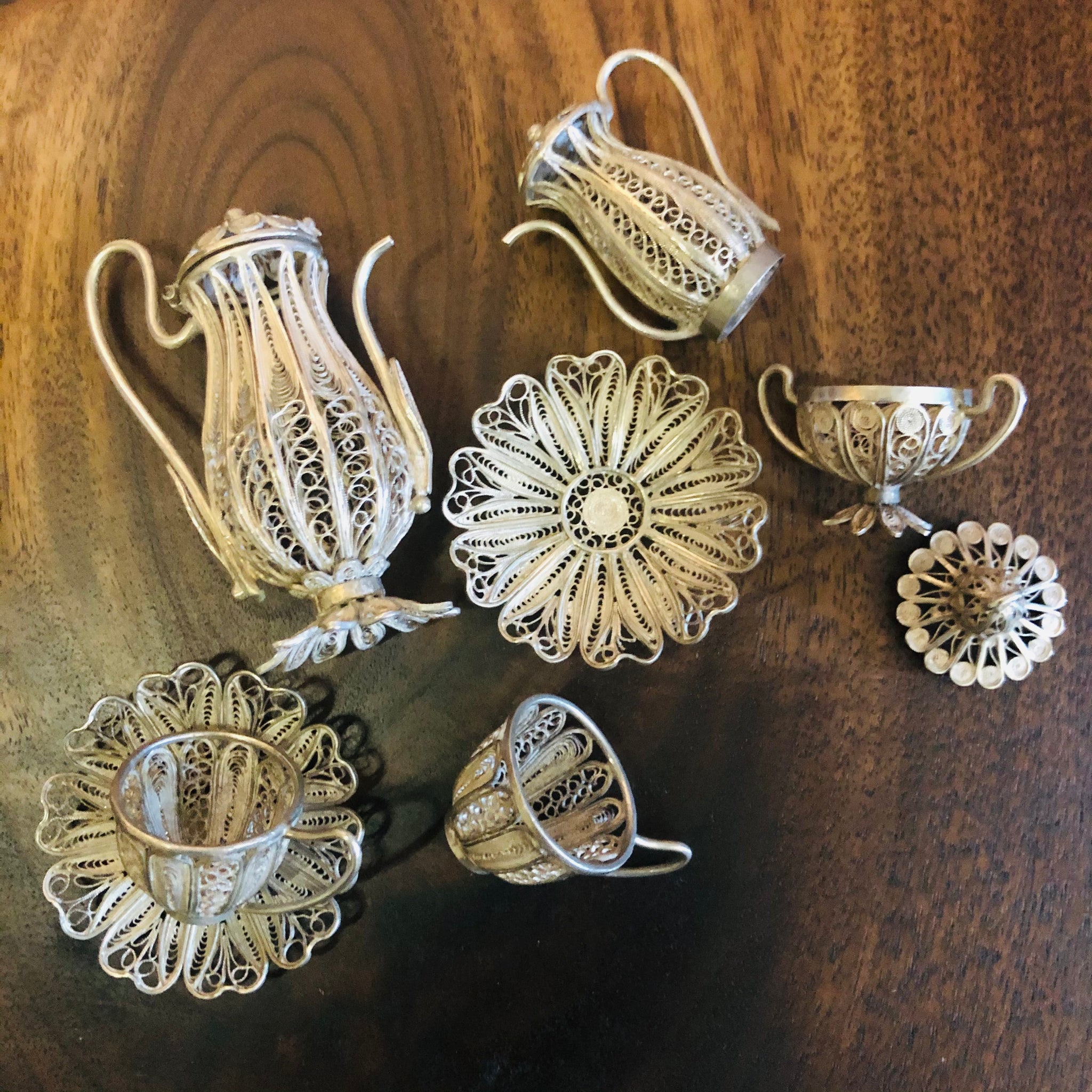 Antique Silver Miniature Filigree Set | Rare Dolls House Furniture ...