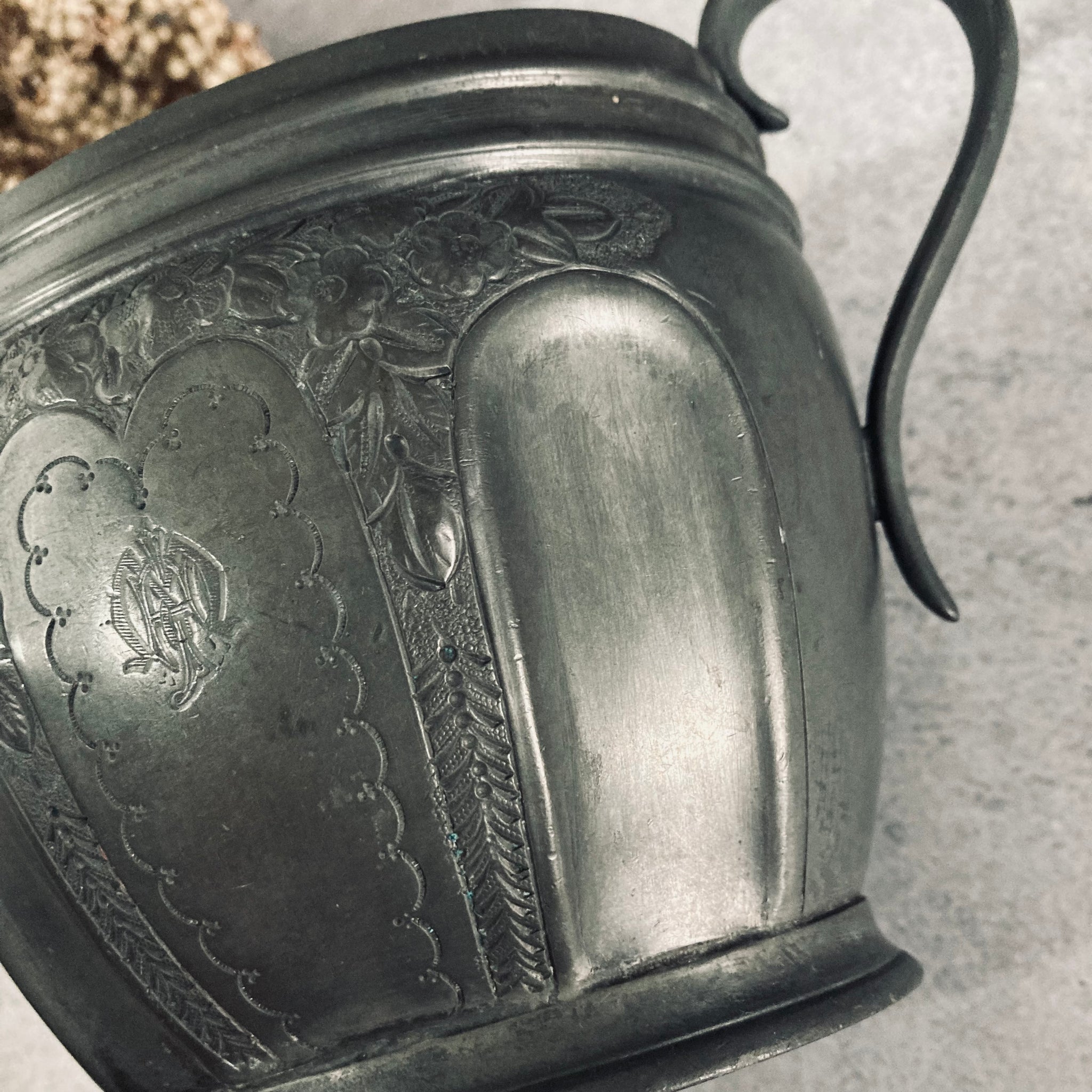 Antique English Pewter Engraved Sugar Bowls | The Urban Vintage Affair