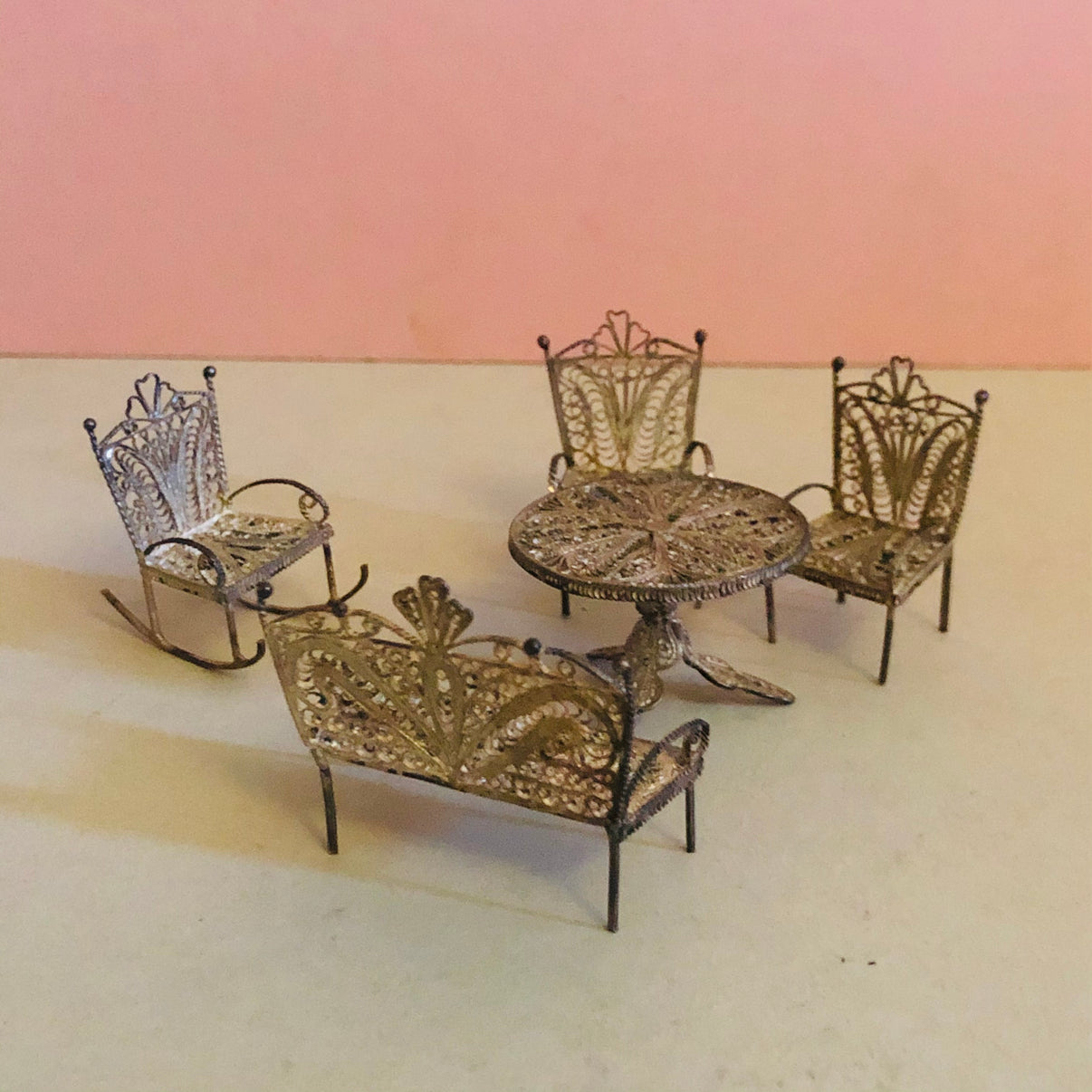 Antique Silver Miniature Filigree Set | Rare Dolls House Furniture ...