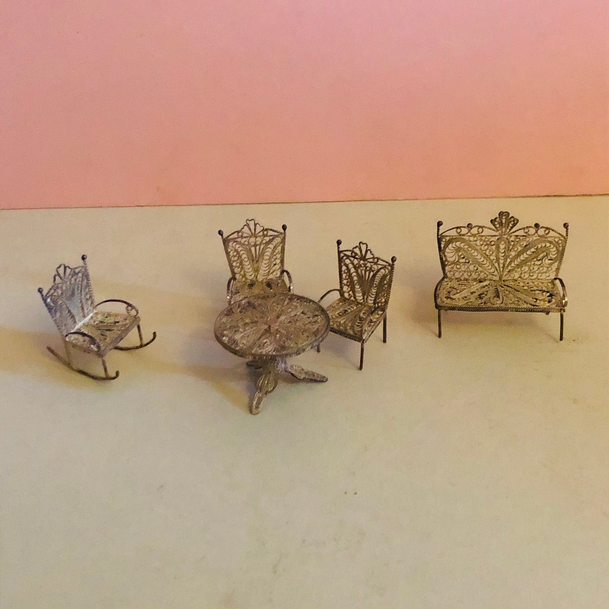 Antique Silver Miniature Filigree Set | Rare Dolls House Furniture ...