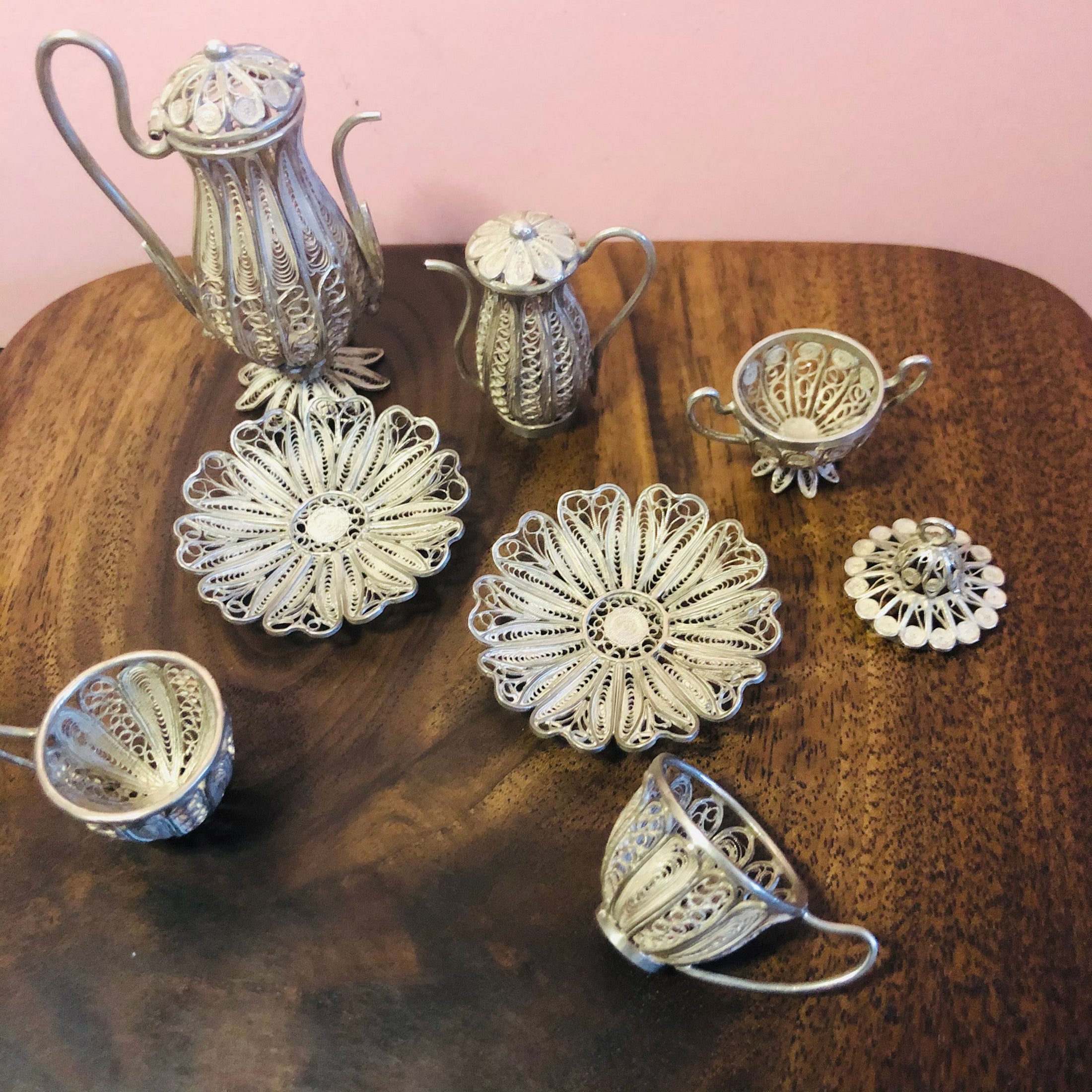 Antique Silver Miniature Filigree Set | Rare Dolls House Furniture ...