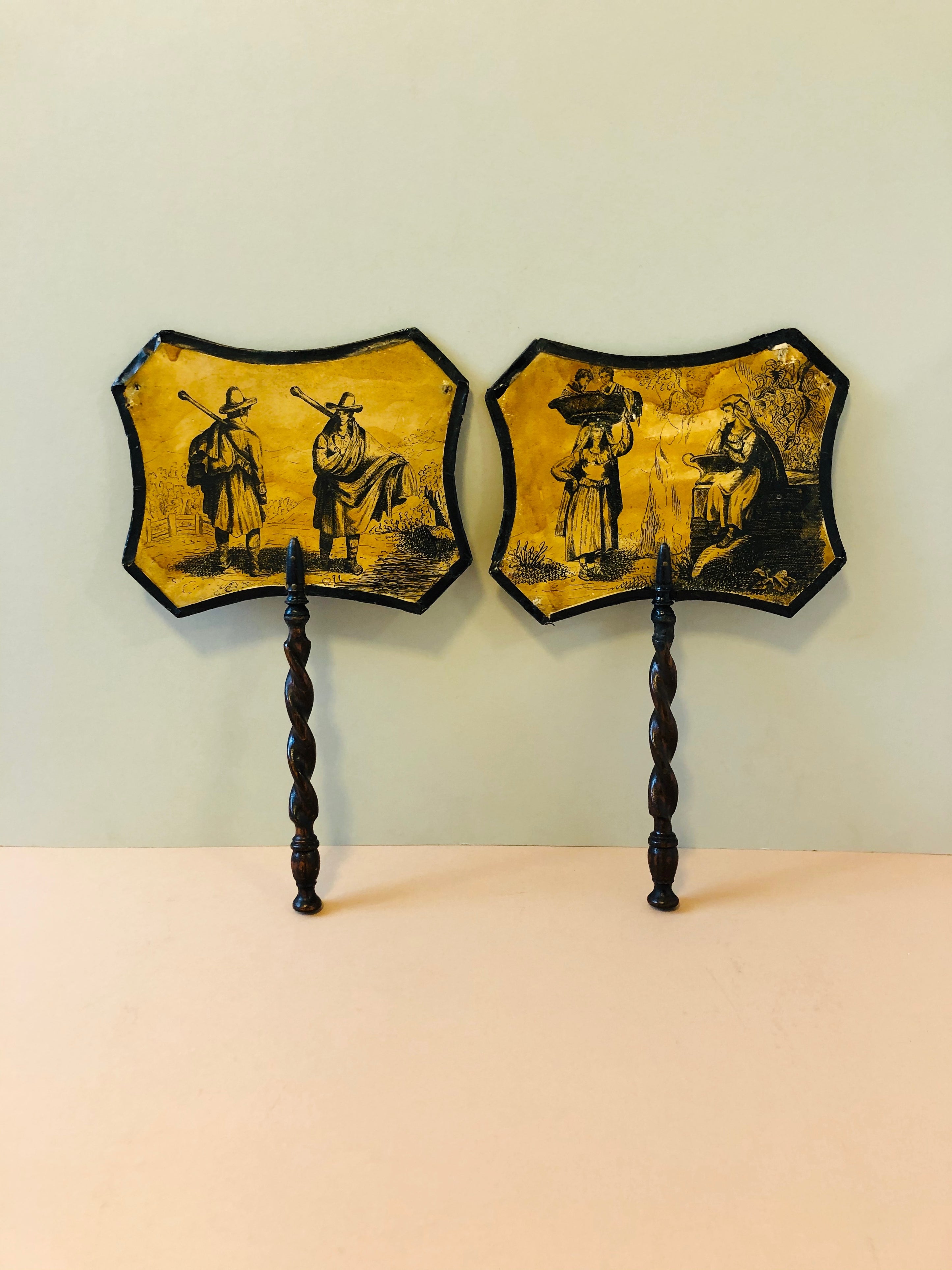 Antique Georgian Papier Mache Face Screens |1st Wedding Anniversary ...