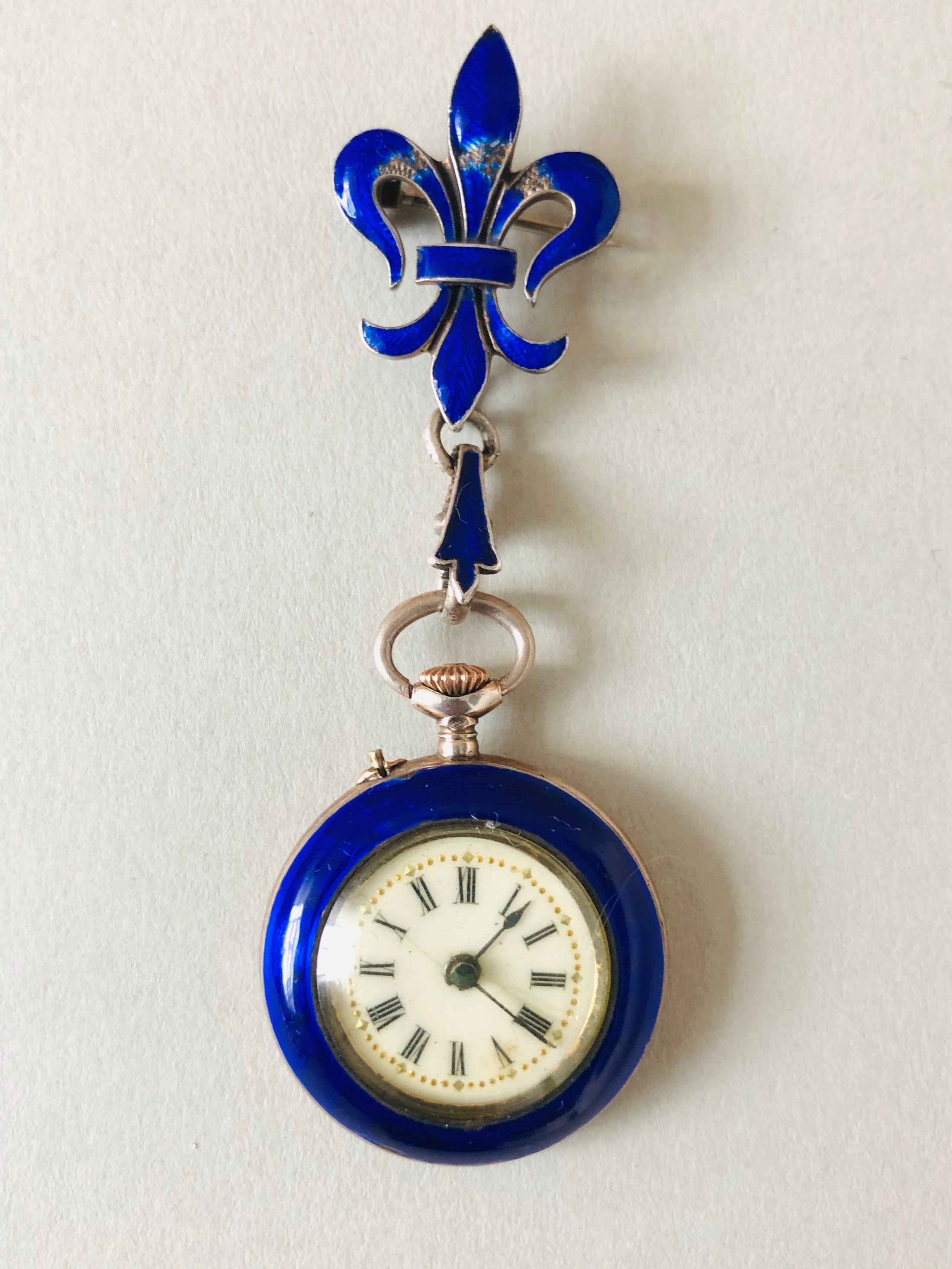 Antique Silver and Blue Enamel Fob Watch French and Swiss Made – The ...