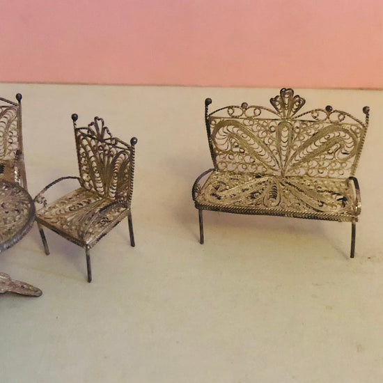 Antique Silver Miniature Filigree Set | Rare Dolls House Furniture ...